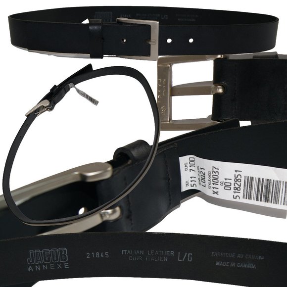 Jacob | Accessories | Vintage Jacob Black Leather Classic Belt Silver ...